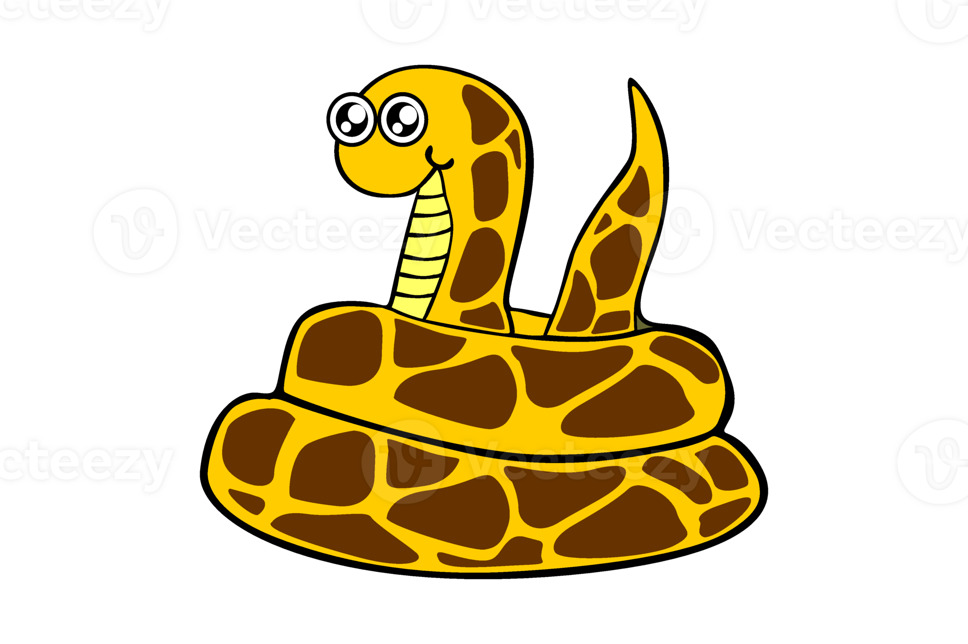 Cute Yellow Python Snake Cartoon On Transparent Background 24010870 PNG
