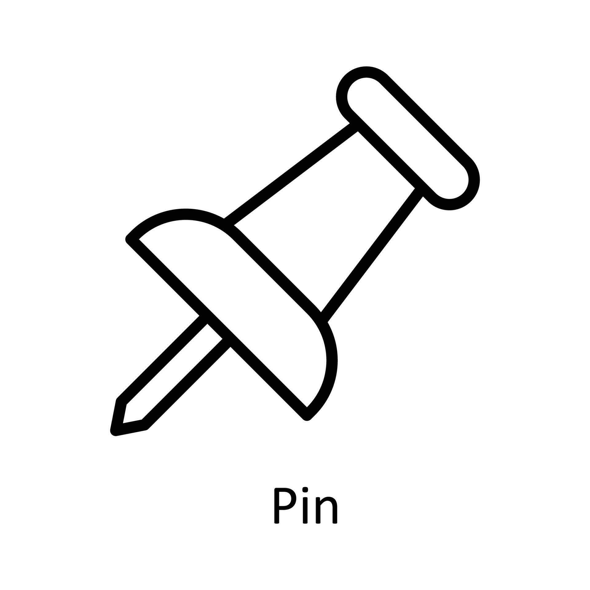 Pin vector outline Icon Design illustration. Work in progress Symbol on White background EPS 10 ...