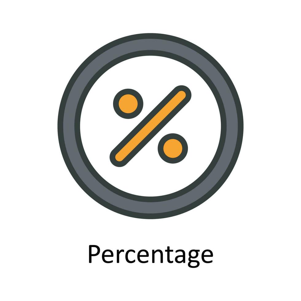 Percentage vector Fill outline Icon Design illustration. Work in progress Symbol on White ...