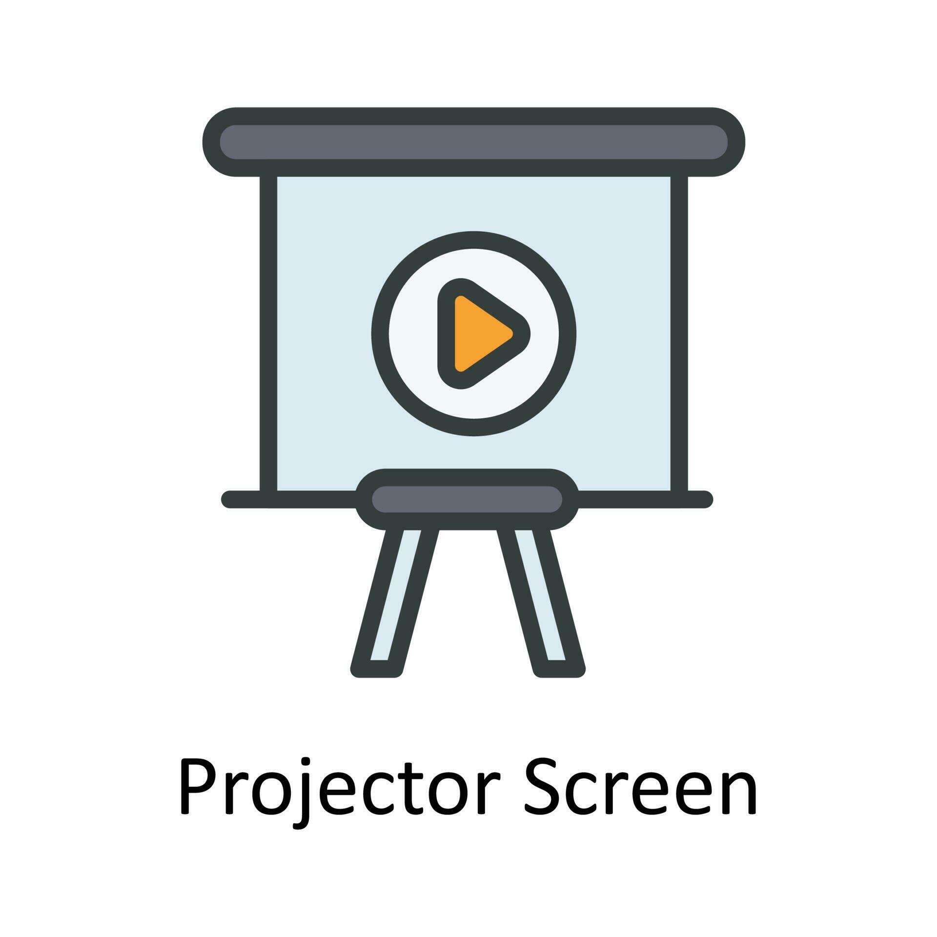 Projector Screen vector Fill outline Icon Design illustration. Work in progress Symbol on White ...