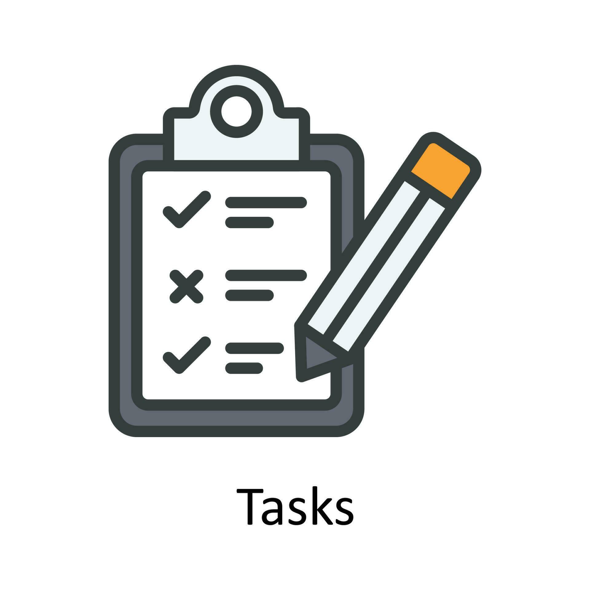 Tasks vector Fill outline Icon Design illustration. Time Management ...