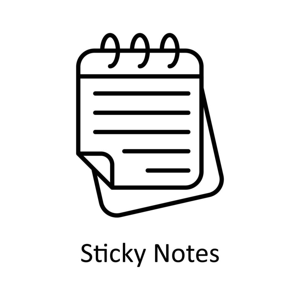 Sticky Notes Vector Outline Icon Design Illustration Time Management