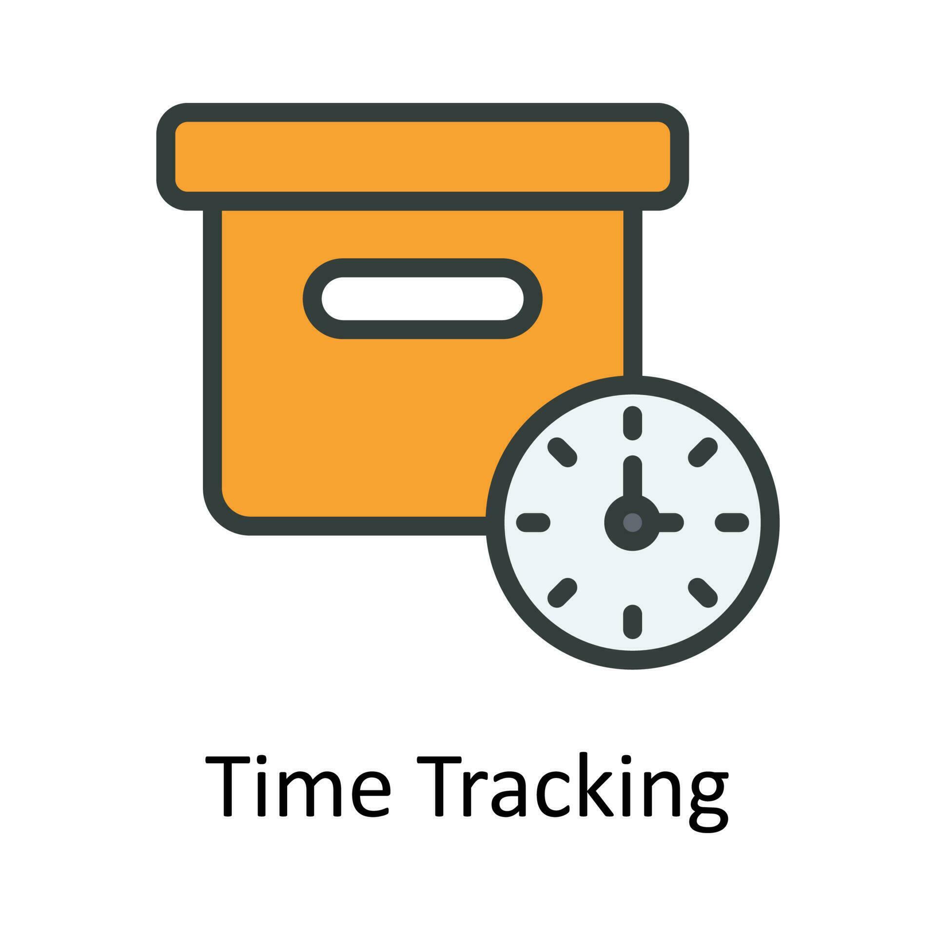 Time Tracking vector Fill outline Icon Design illustration. Time Management Symbol on White ...