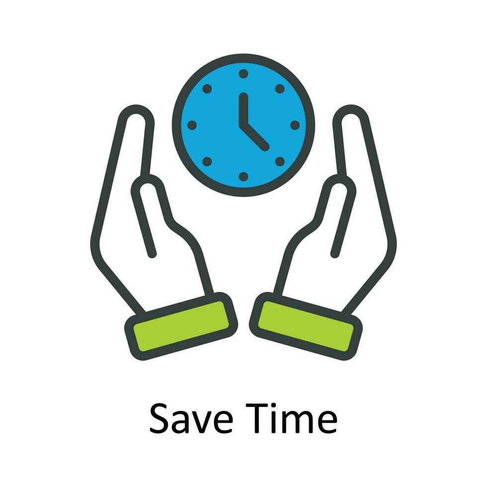 Save Time vector Fill outline Icon Design illustration. Time Management ...