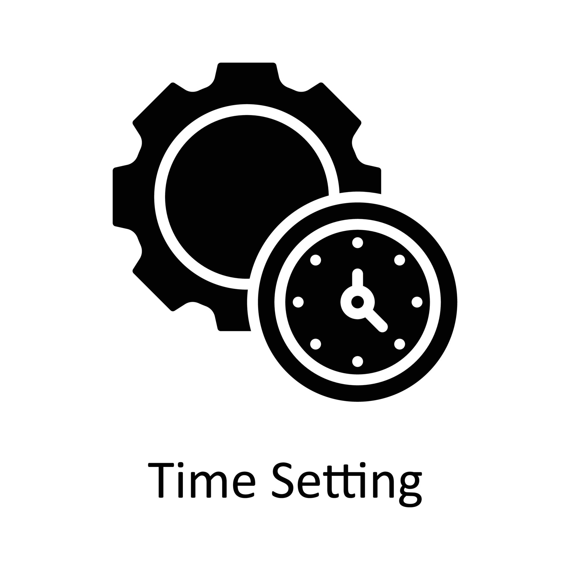 Time Setting vector Solid Icon Design illustration. Work in progress Symbol on White background ...