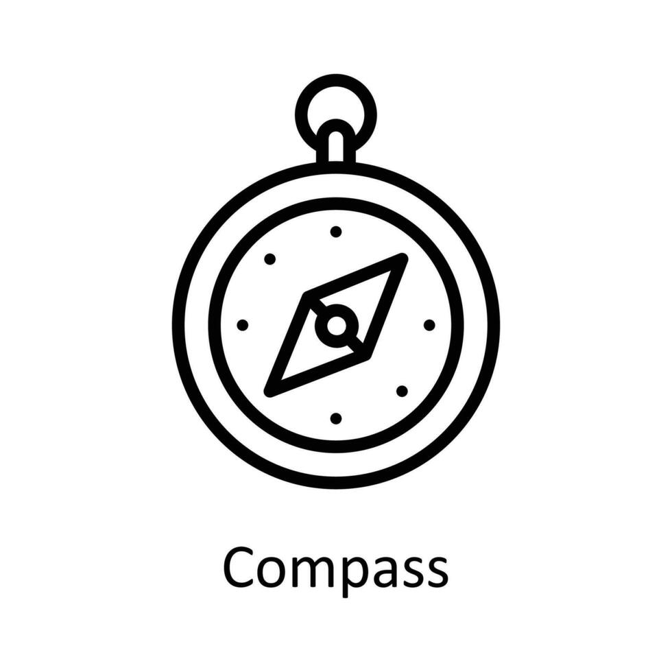 Compass Vector Outline Icon Design Illustration Location And Map Symbol On White Background Eps