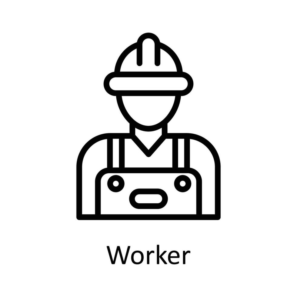 Worker Vector Outline Icon Design Illustration Time Management Symbol On White Background Eps