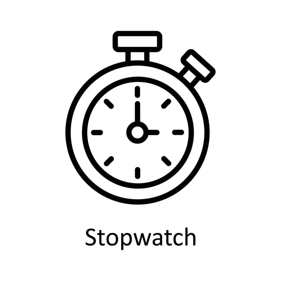Stopwatch Vector Outline Icon Design Illustration Time Management
