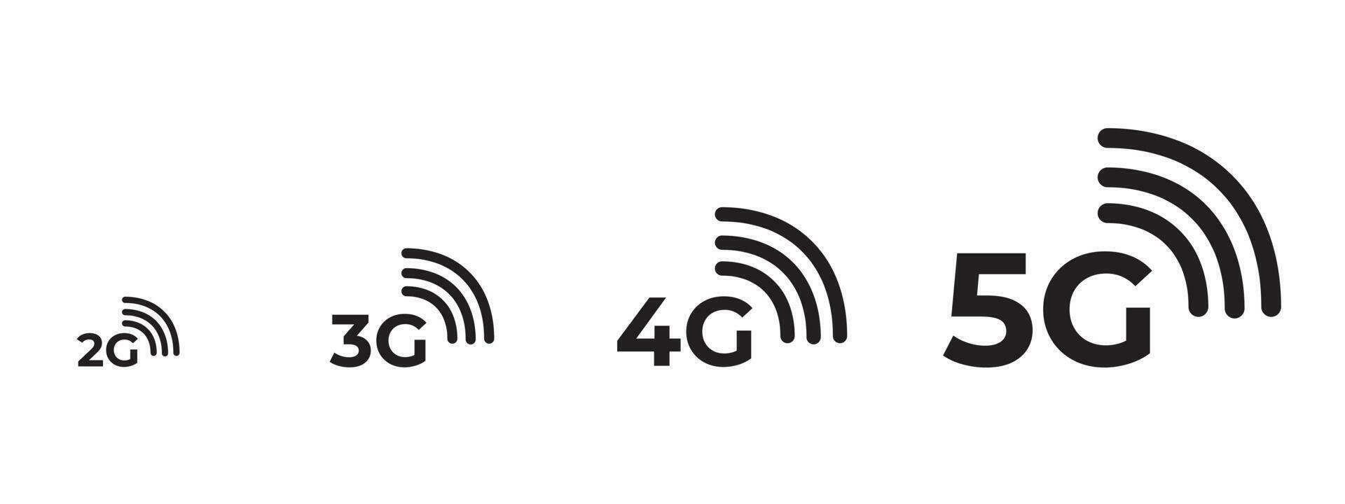 5G, 4G, 3G, 2G vector symbol set isolated on background - new mobile communication technology ...