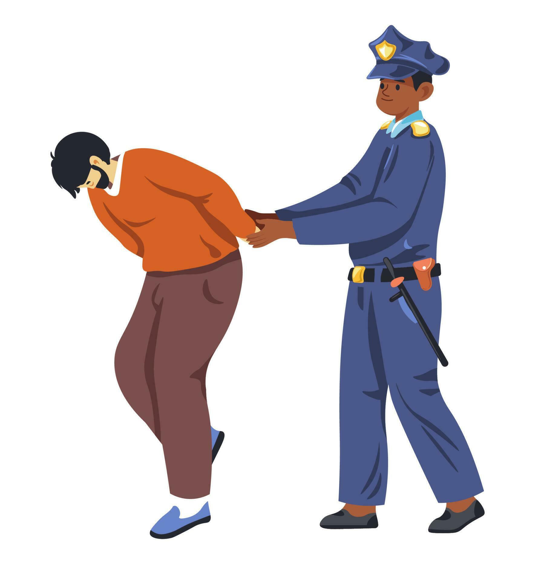 Policeman Arresting Criminal Officer With Offender 24031698 Vector Art