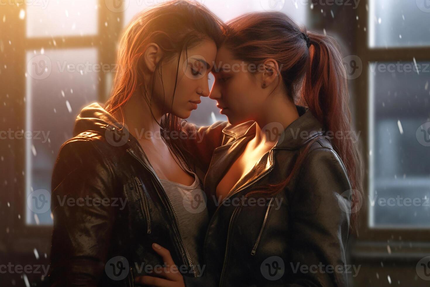 Two young sexy, attractive girls gently hugging and kissing each other, LGBT girls. 24033113 ...