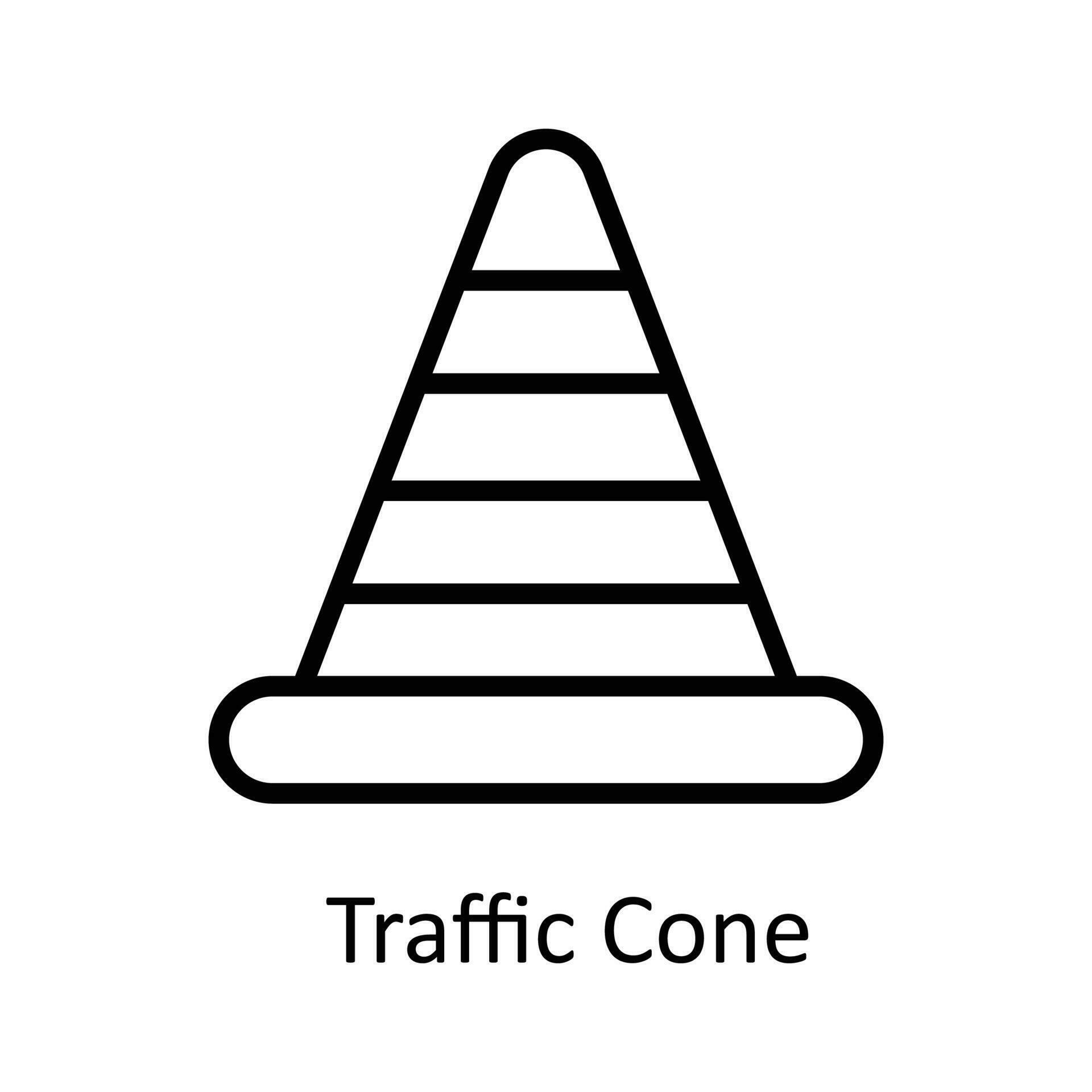 Traffic Cone vector outline Icon Design illustration. Work in progress Symbol on White ...