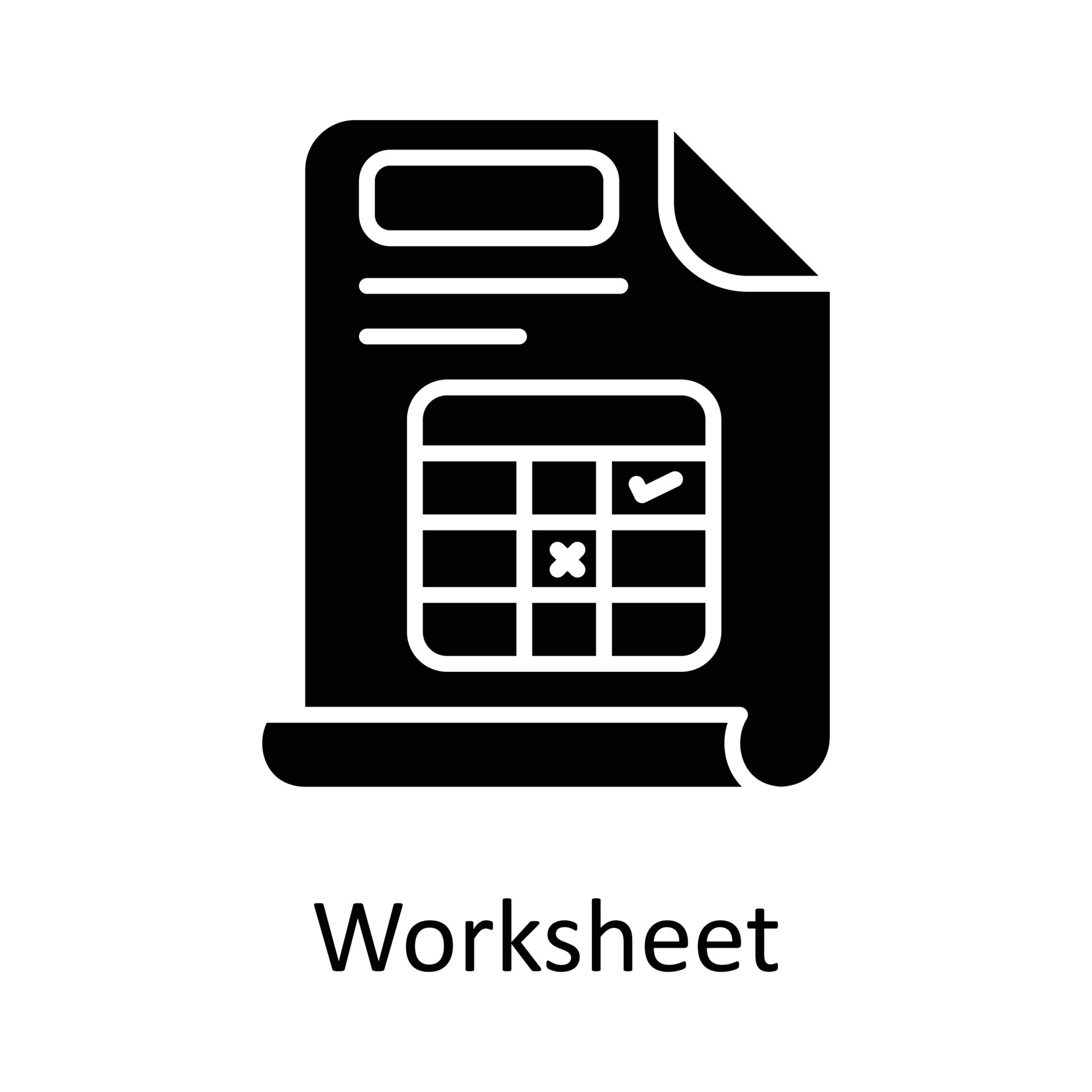 Worksheet Vector Solid Icon Design Illustration Time Management Symbol On White Background Eps