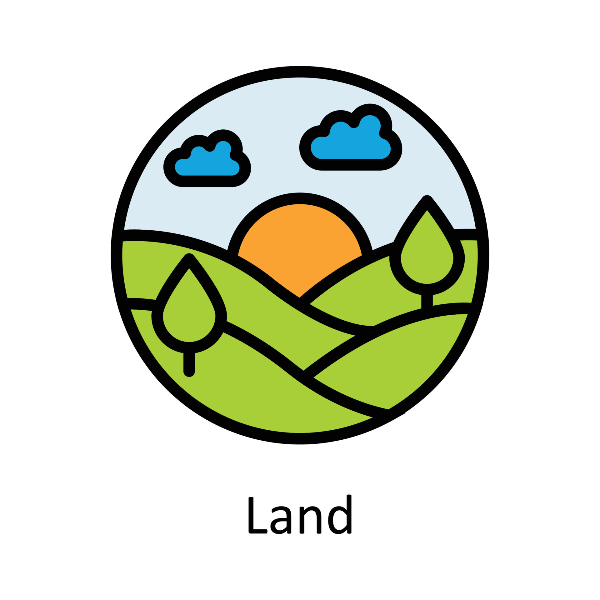Land vector Fill outline Icon Design illustration. Agriculture Symbol on White background EPS 10 ...