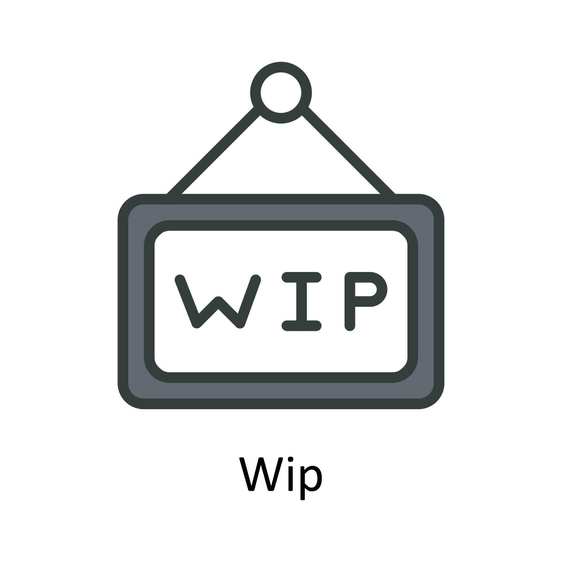 Wip vector Fill outline Icon Design illustration. Work in progress Symbol on White background ...