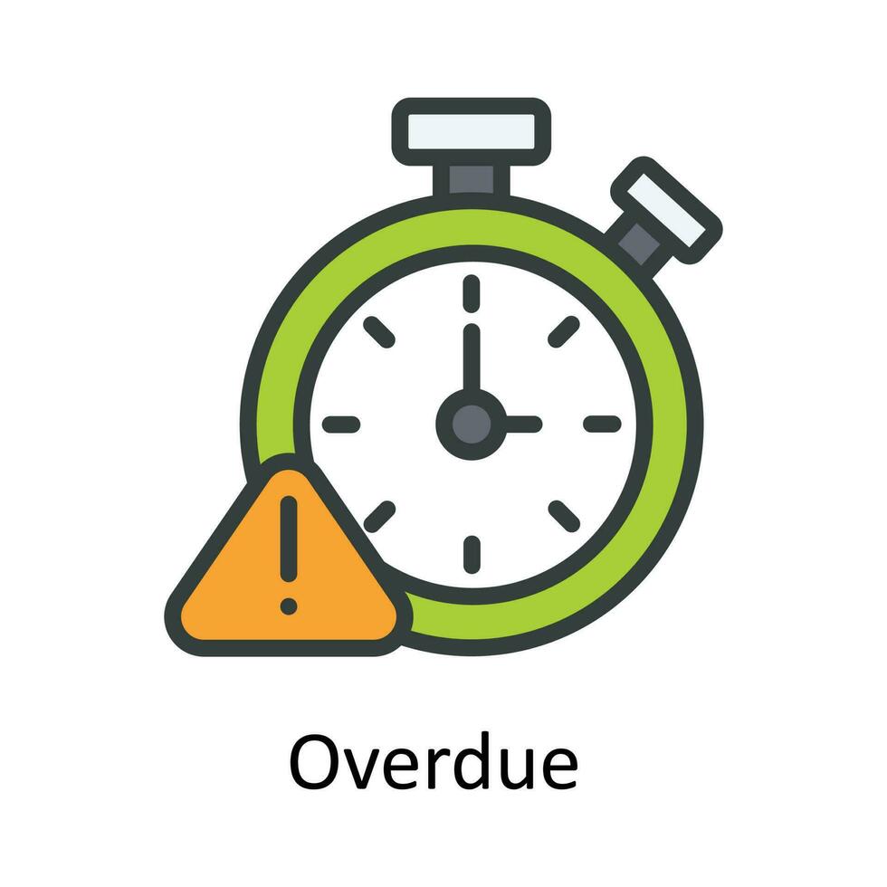 Overdue vector Fill outline Icon Design illustration. Time Management ... Overdue vector Fill outline Icon Design illustration. Time Management ...