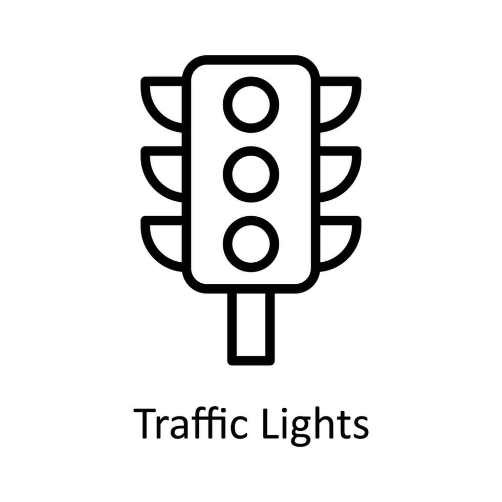Traffic Lights Vector Outline Icon Design Illustration Location And