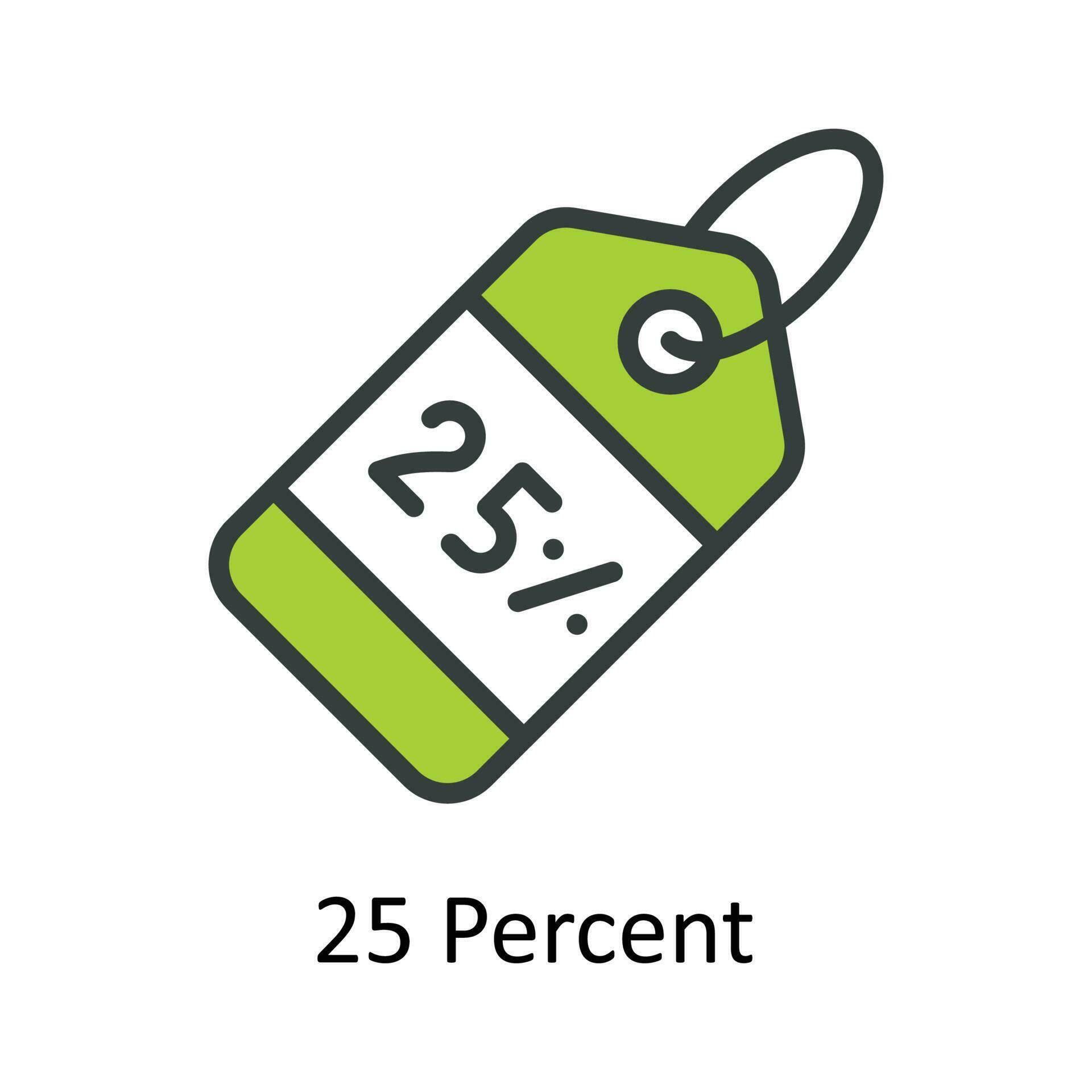 25 Percent vector Fill outline Icon Design illustration. Work in progress Symbol on White ...