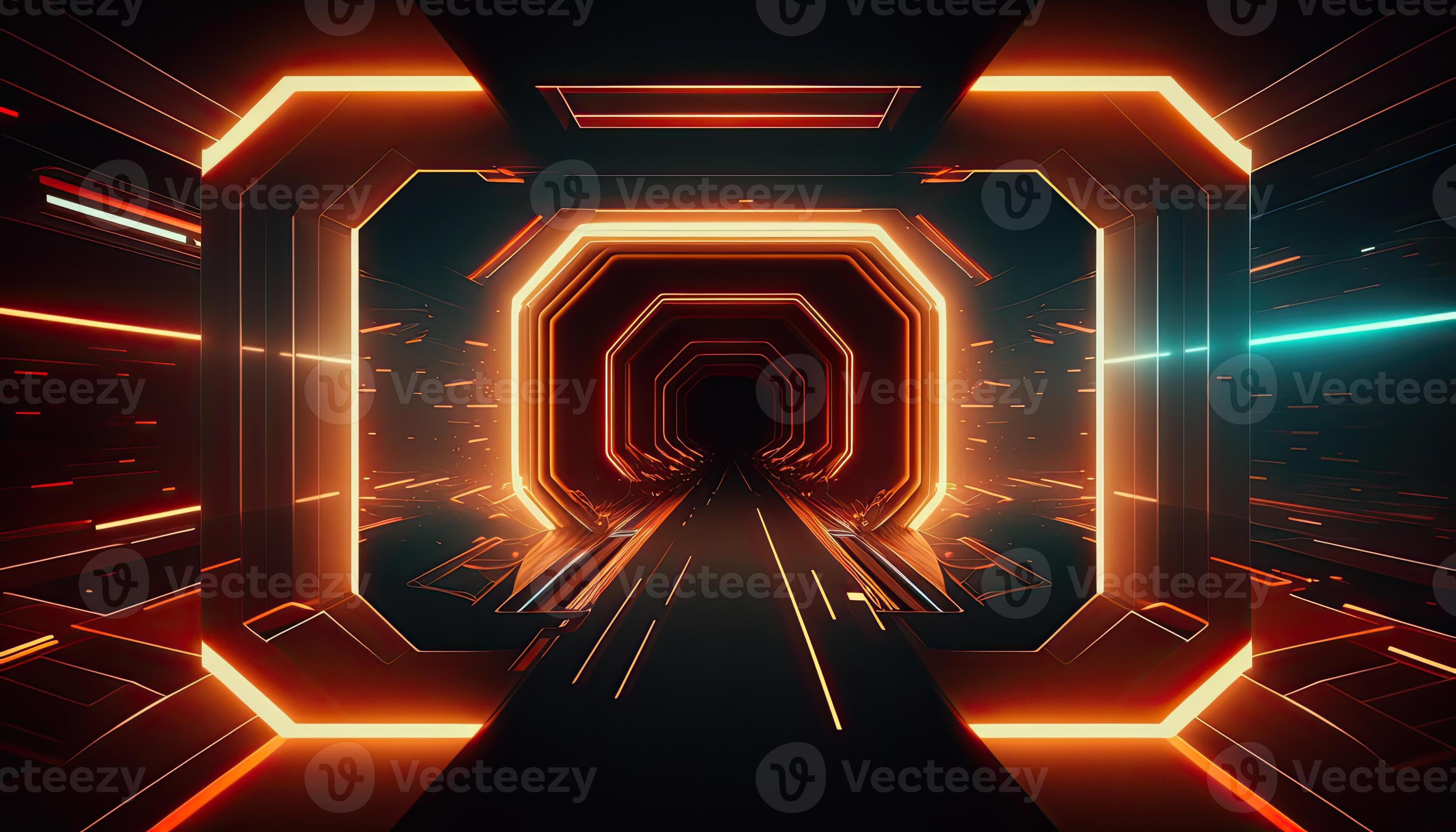 Abstract futuristic technological backdrop with network, huge data, server, internet, and speed ...