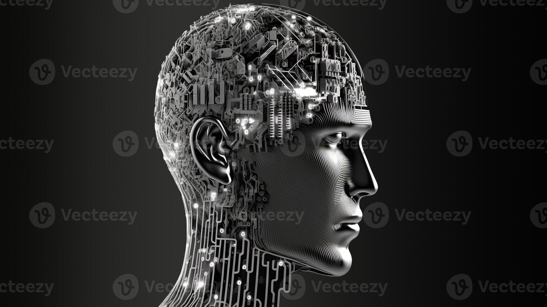 Artificial Intelligence in Humanoid Head with Neural Network, Digital Brain Learning Processing ...