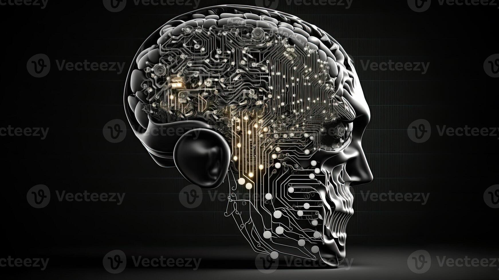 Artificial Intelligence in Humanoid Head with Neural Network, Digital Brain Learning Processing ...