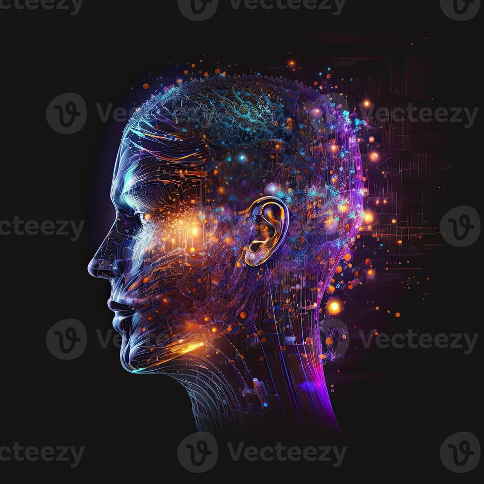 Artificial Intelligence in Humanoid Head with Neural Network, Digital Brain Learning Processing ...