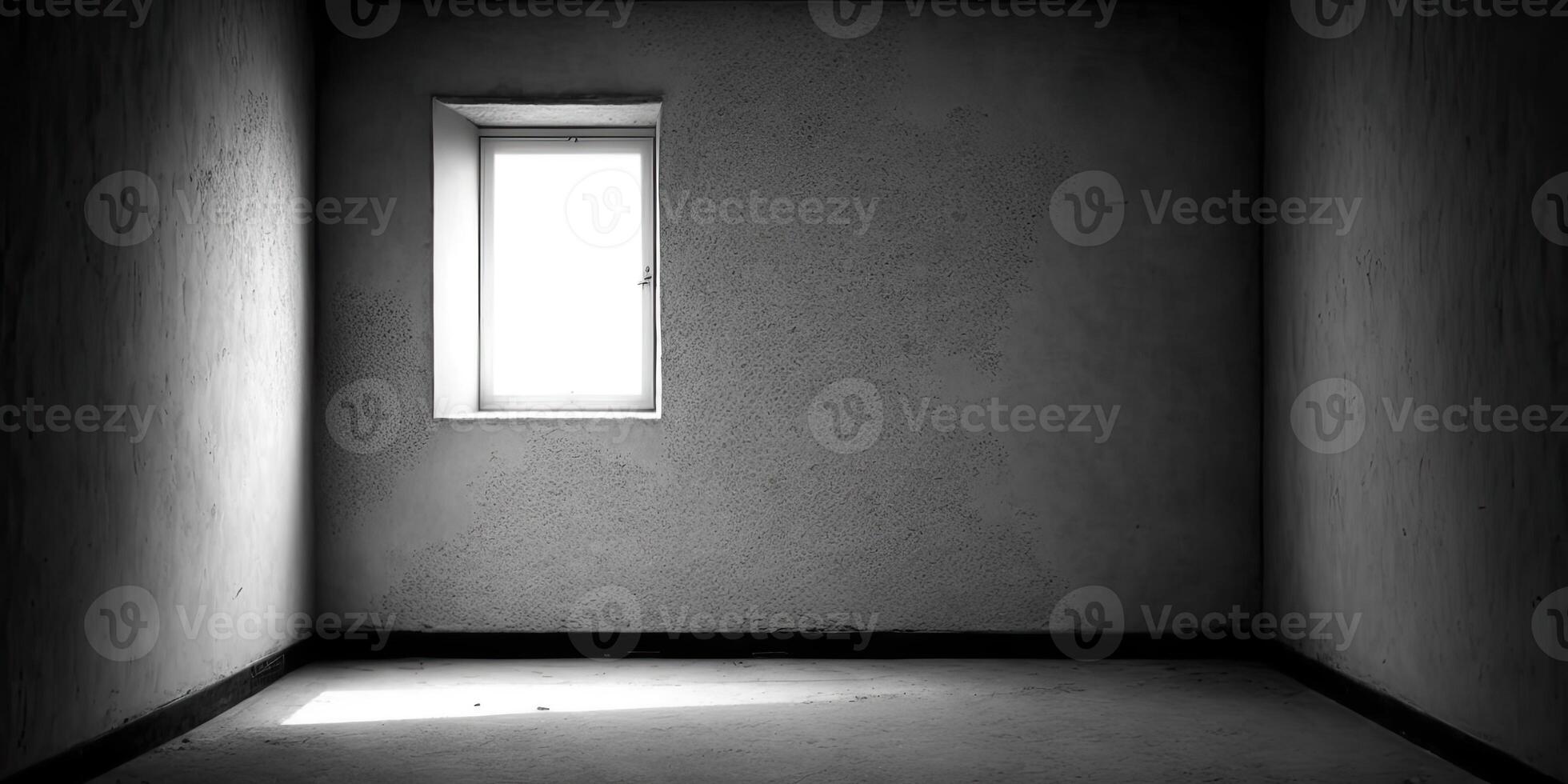 Empty room with window, walls, floor and ceiling. 3d blank interior of ...