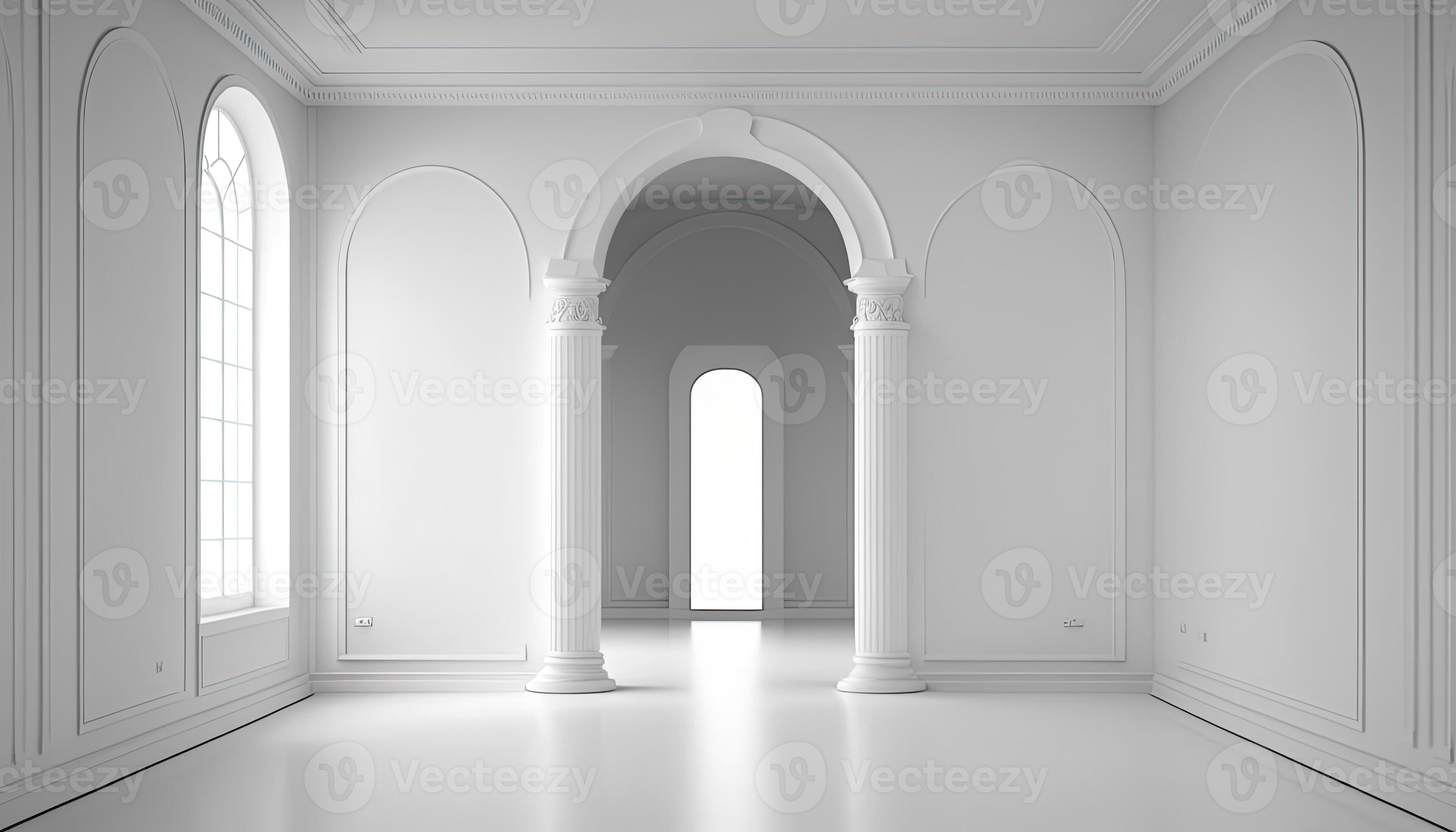 Empty room with window, walls, floor and ceiling. 3d blank interior of ...