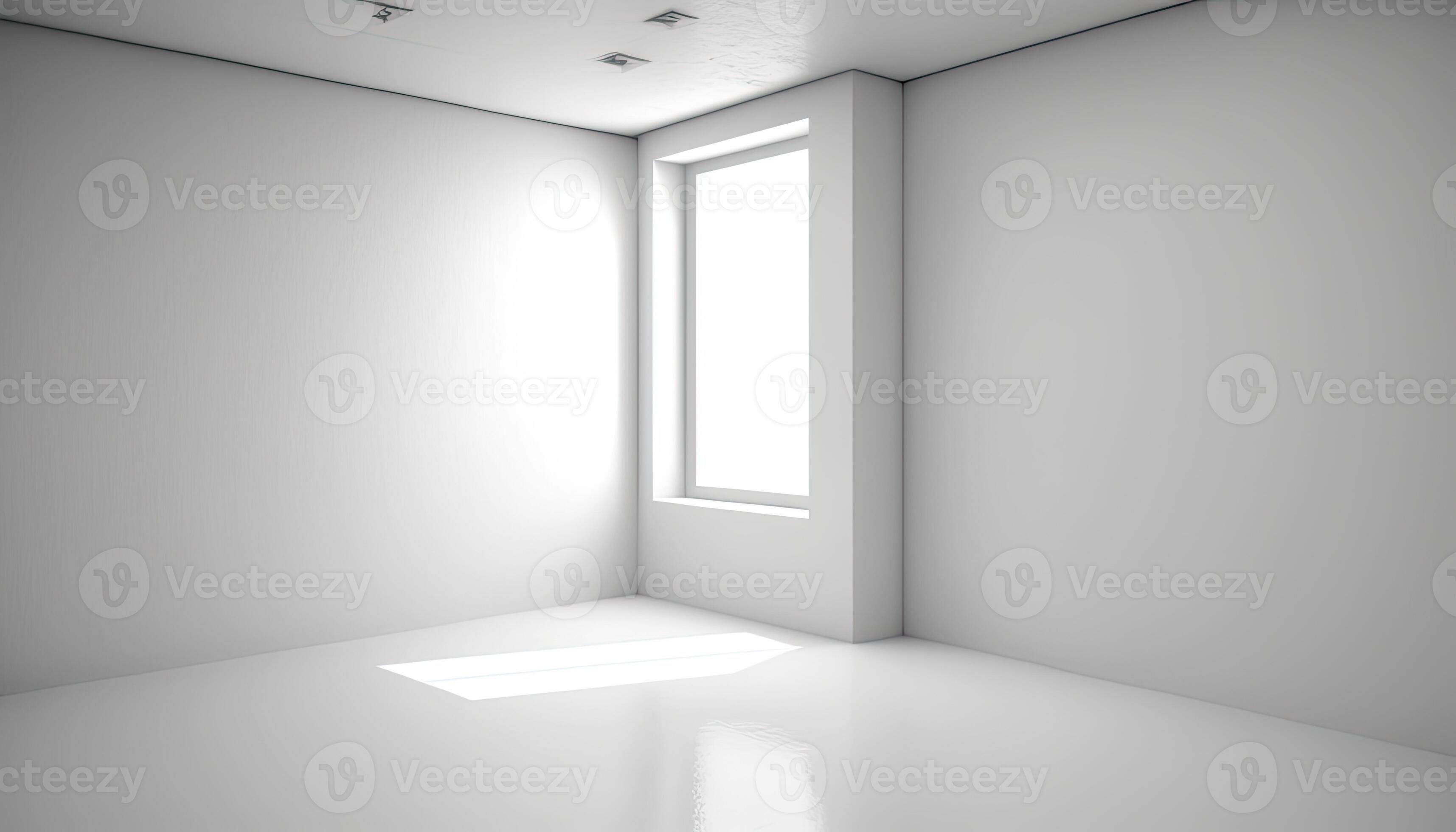 Empty room with window, walls, floor and ceiling. 3d blank interior of ...