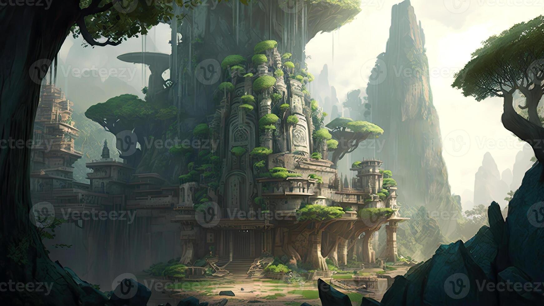 Hyper Realistic Panoramic View of Massive Fantasy City Landscape with ... Hyper Realistic Panoramic View of Massive Fantasy City Landscape with ...