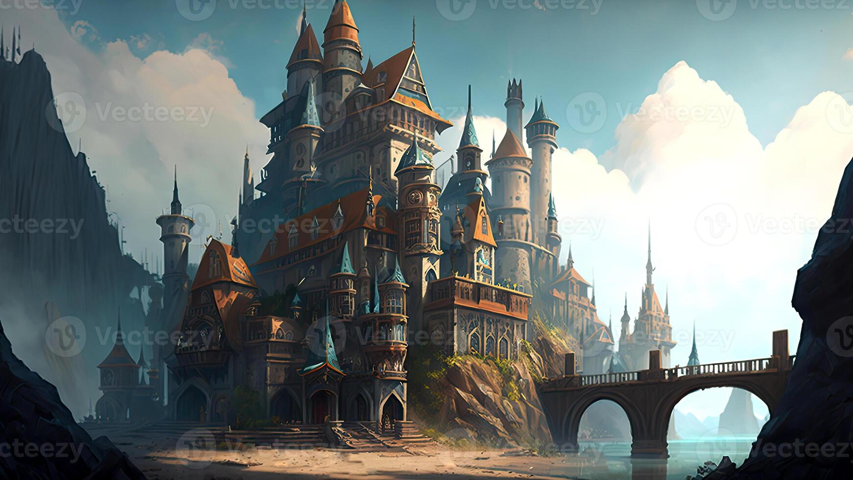 Hyper Realistic of Massive Fantasy City Landscape with Giant Skyline ... Hyper Realistic of Massive Fantasy City Landscape with Giant Skyline ...