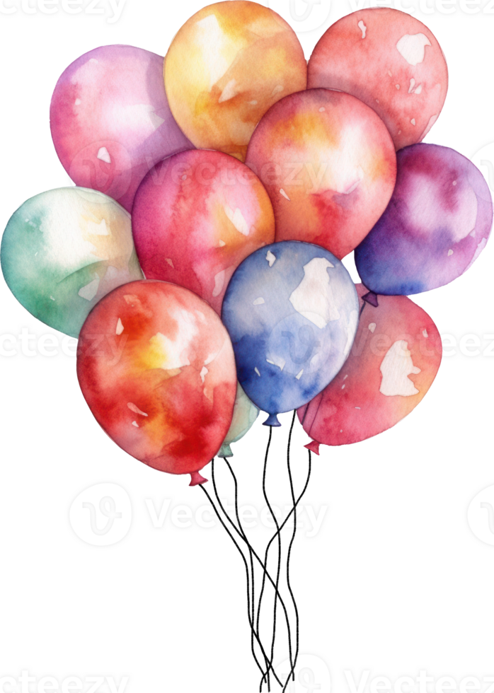 Colorful Balloons Watercolor Illustration 24045946 Png