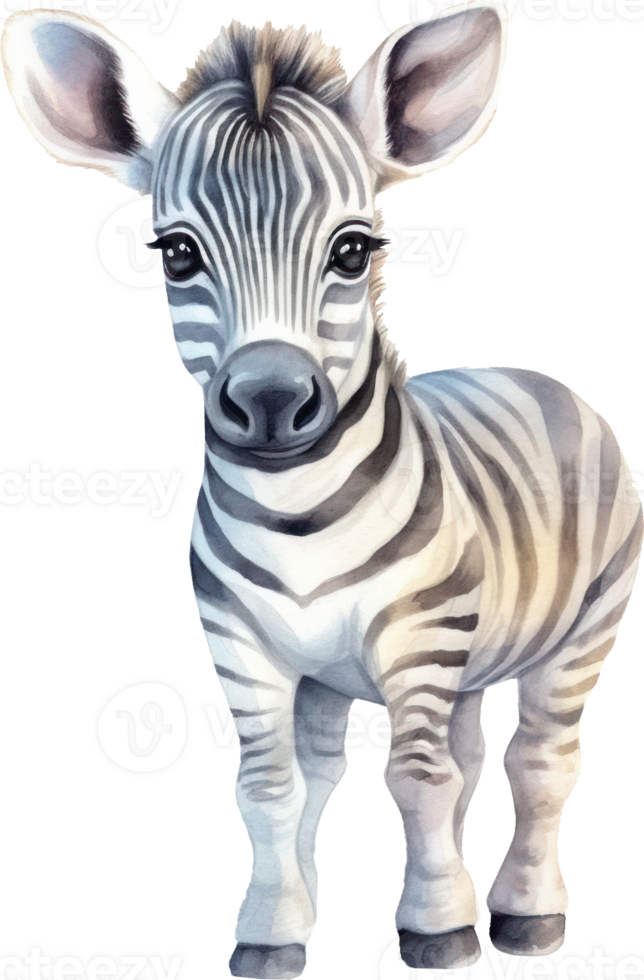 Cute Zebra Watercolor Illustration. 24045959 PNG