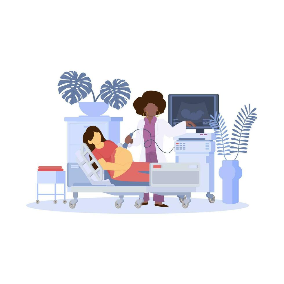 Pregnant Woman At Ultrasound Examination Doctor Checkups And