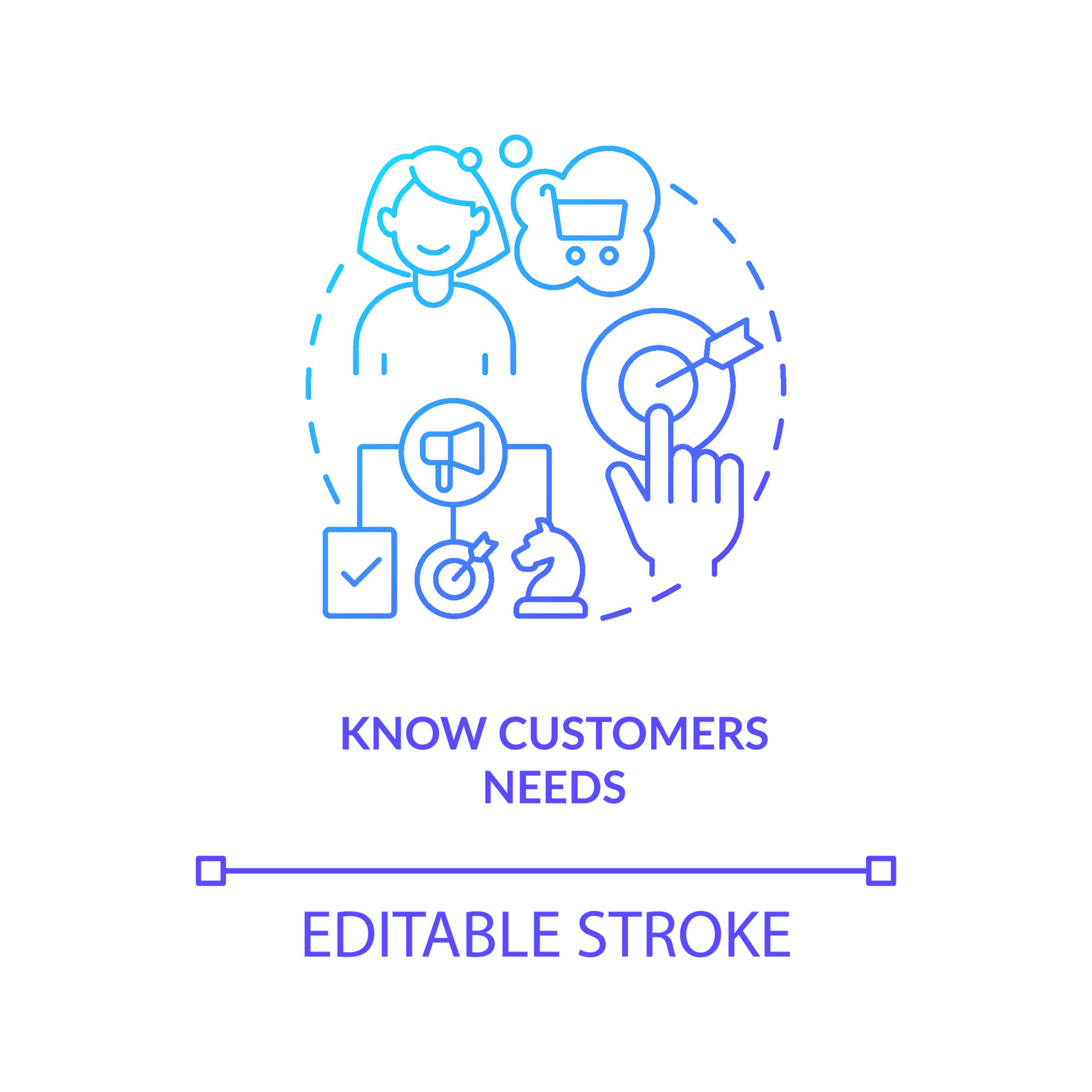 Understand Customers Needs Blue Gradient Concept Icon Individual