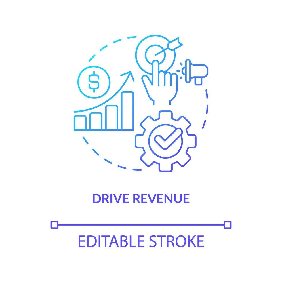 Drive revenue blue gradient concept icon. Increase business income ... Drive revenue blue gradient concept icon. Increase business income ...