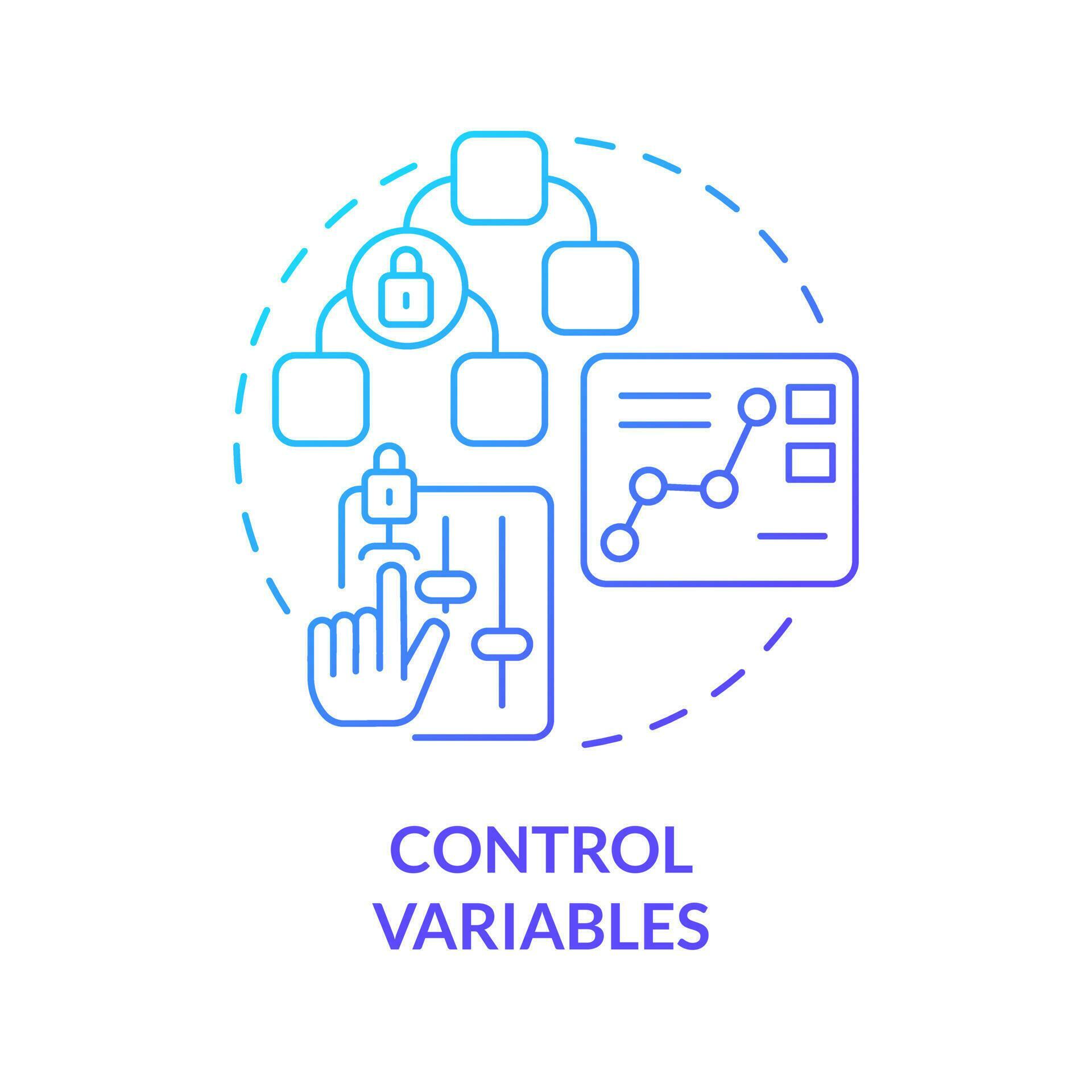 Control variables blue gradient concept icon. Business tests. Causal ...