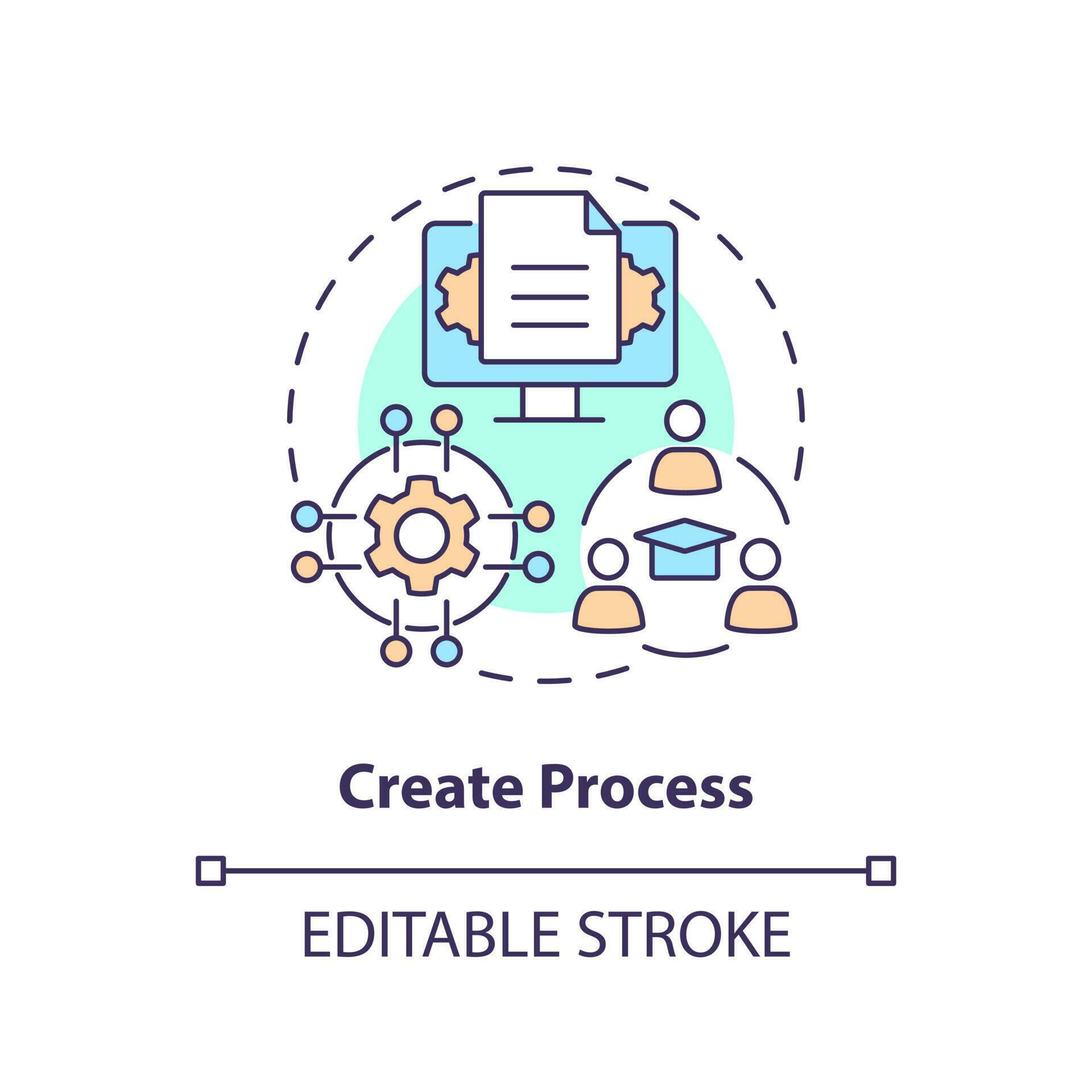 Create process concept icon. Work instructions. SMED analysis. Standardized workflow abstract ...