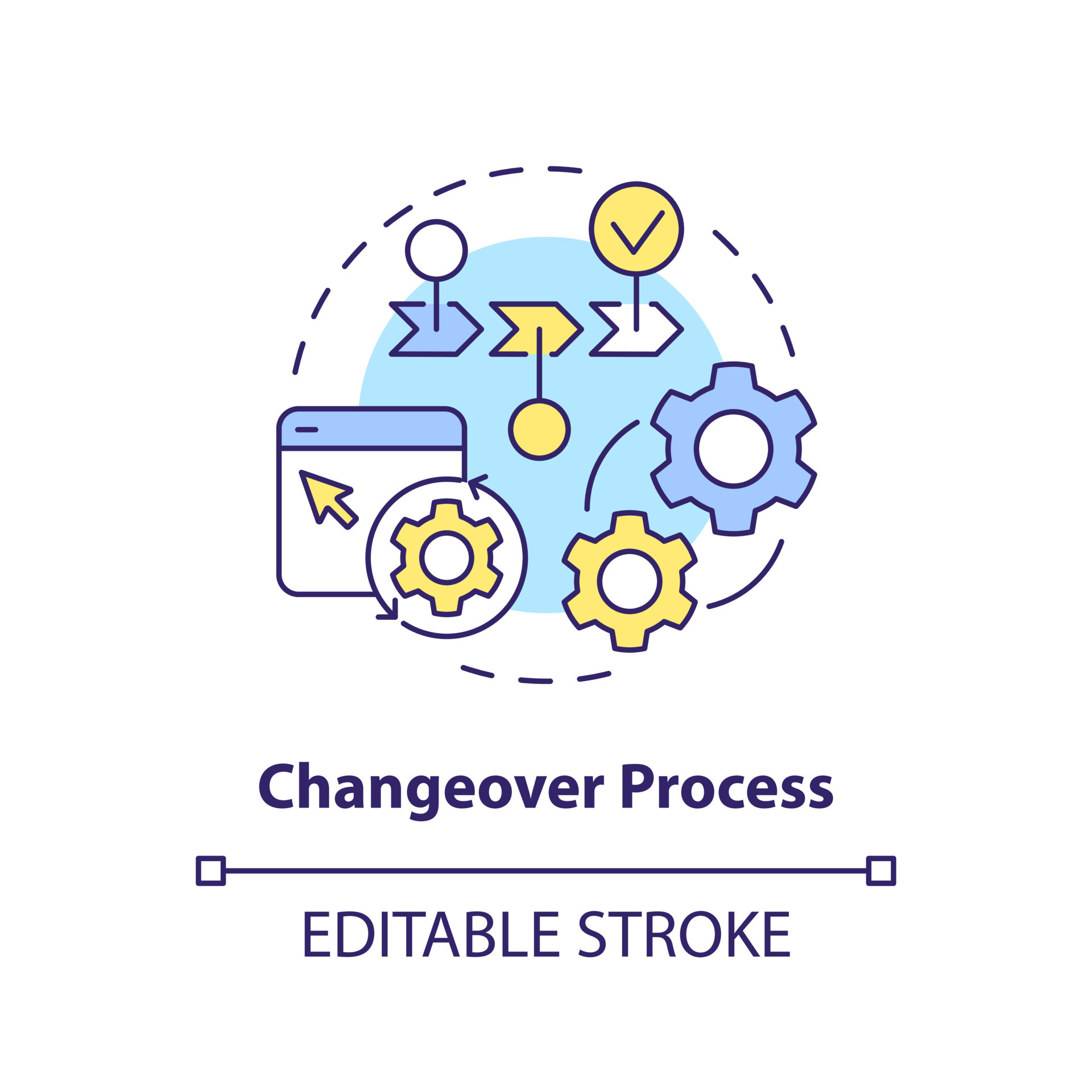Changeover process concept icon. Manufacturing equipment. SMED ... Changeover process concept icon. Manufacturing equipment. SMED ...