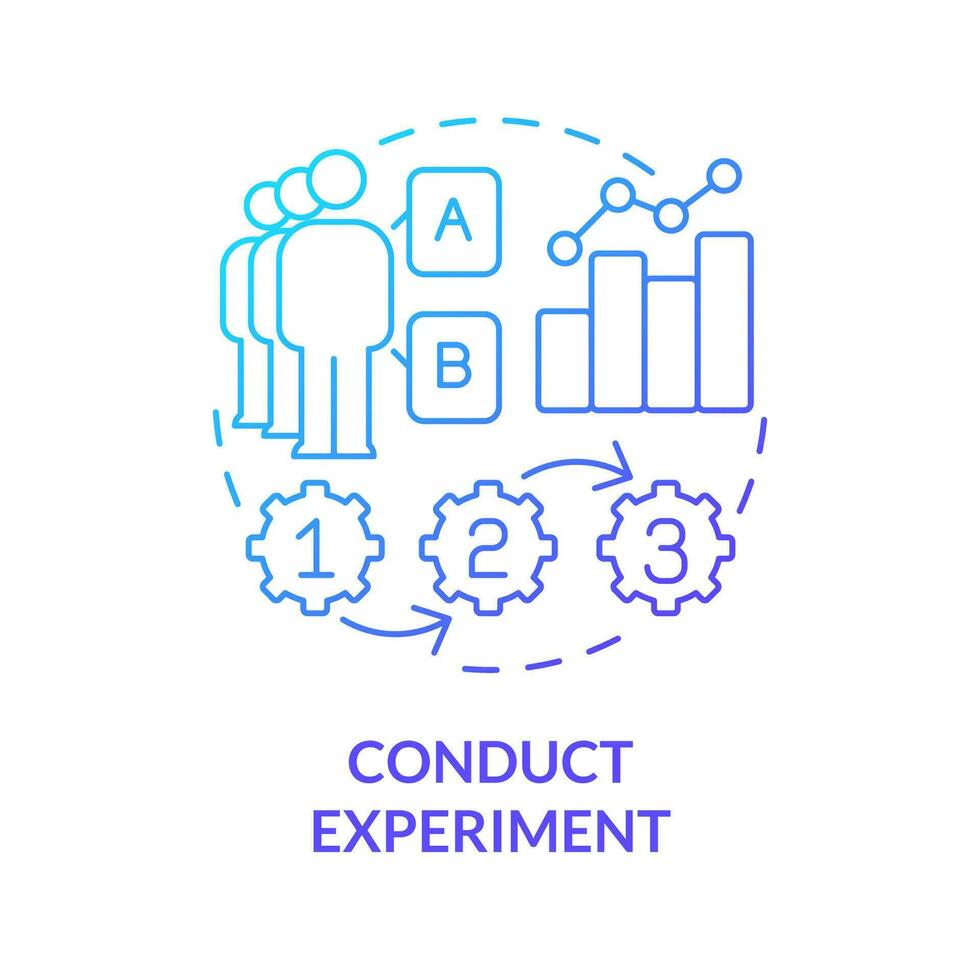 Conduct experiment blue gradient concept icon. Studying activity. Causal research strategy ...