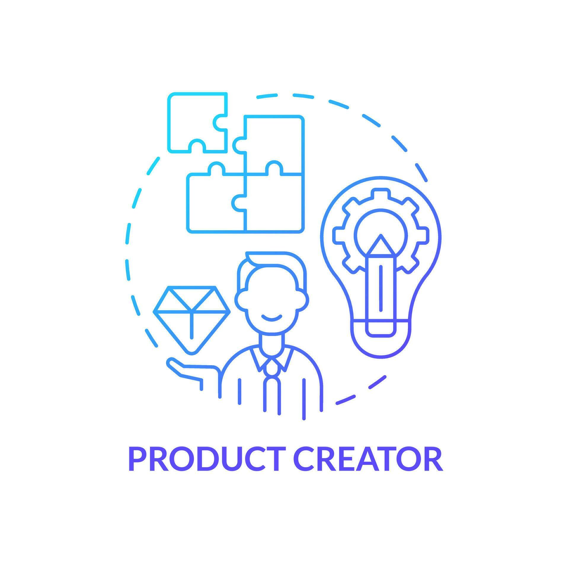 Product creator blue gradient concept icon. Goods manufacturer. Party in affiliate marketing ...