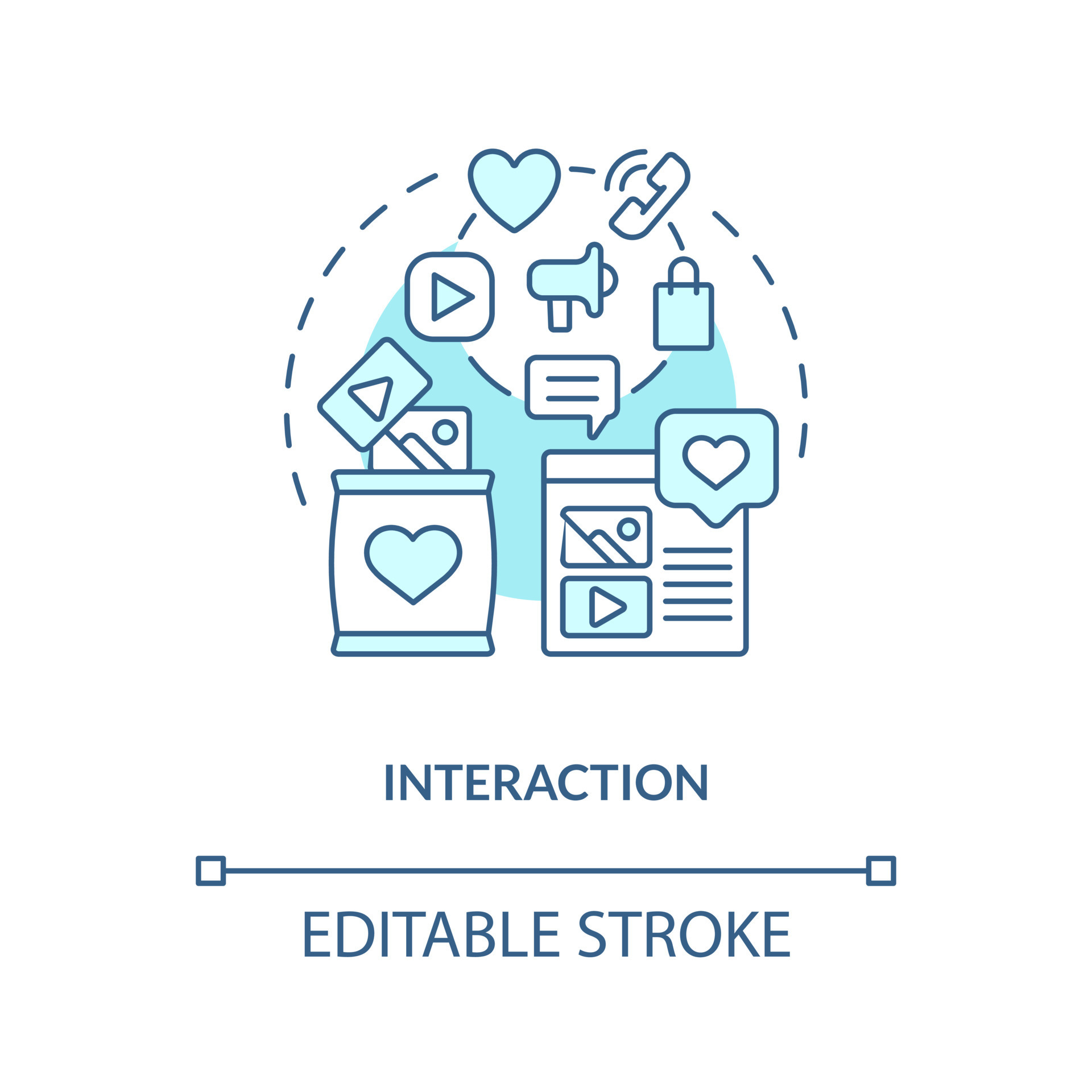 Interaction Turquoise Concept Icon Communication Social Media Advertising Benefit Abstract