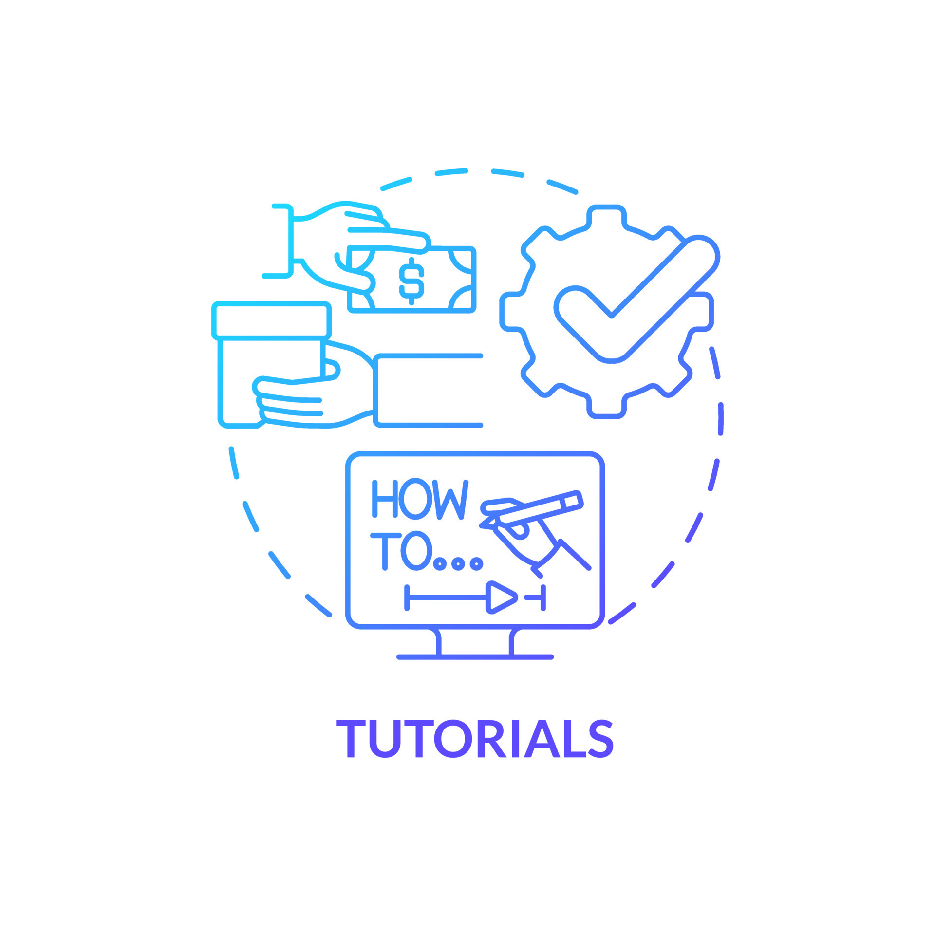 Tutoriales Azul Degradado Concepto Icono Vídeo Instrucciones Creación Contenido Para Afiliado
