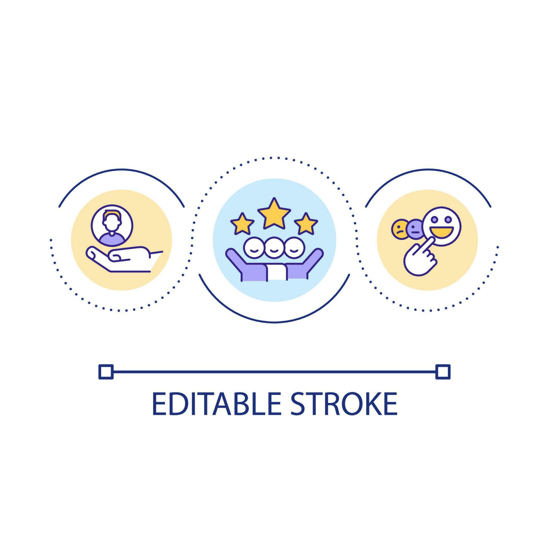 Satisfied client feedback loop concept icon. Positive customer experience. Star rating review ...