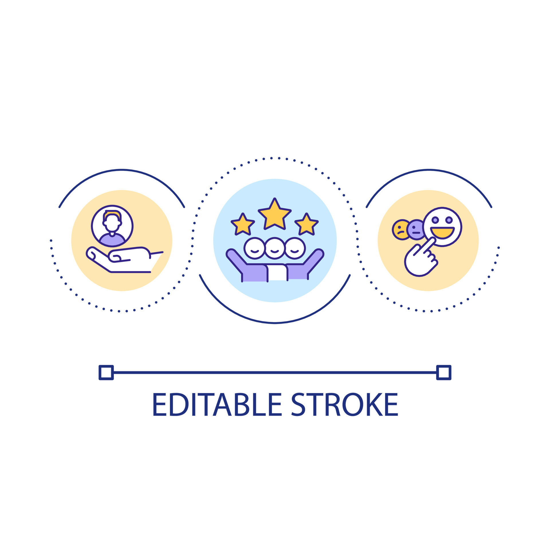 Satisfied client feedback loop concept icon. Positive customer experience. Star rating review ...