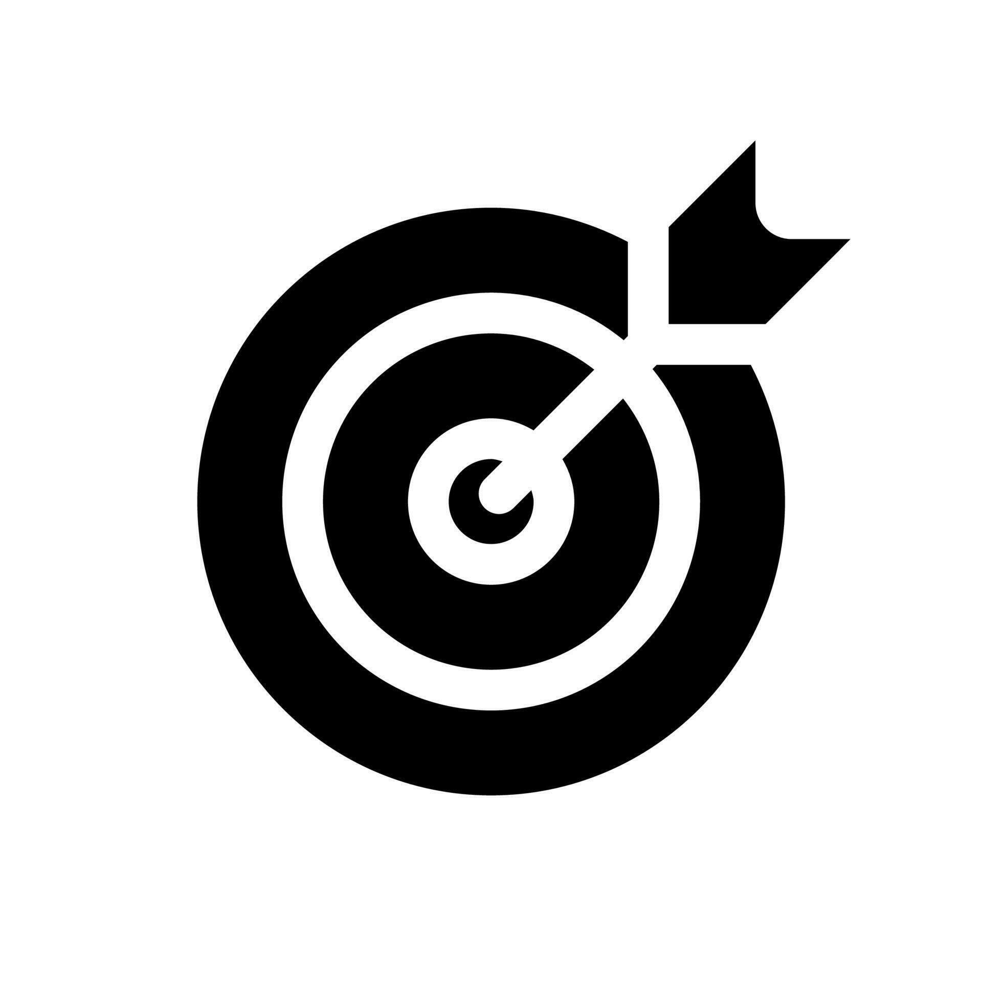 Target black glyph ui icon. Goal achievement. Entertaining game. Hit ...
