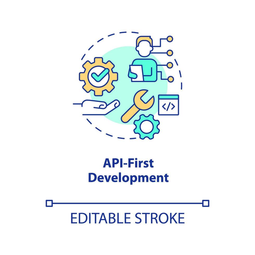 API first development concept icon. Product centric. Trend in web technology abstract idea thin ...
