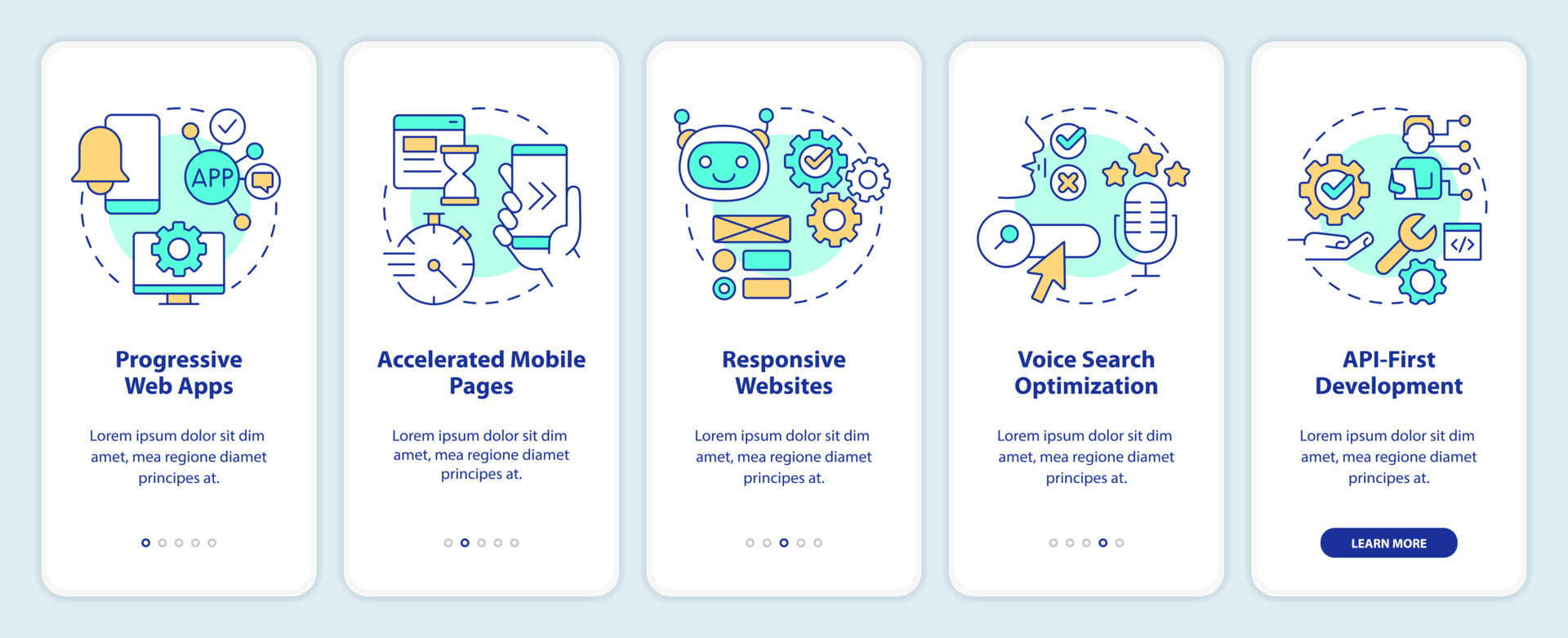 Web development trends onboarding mobile app screen. Digital industry ...