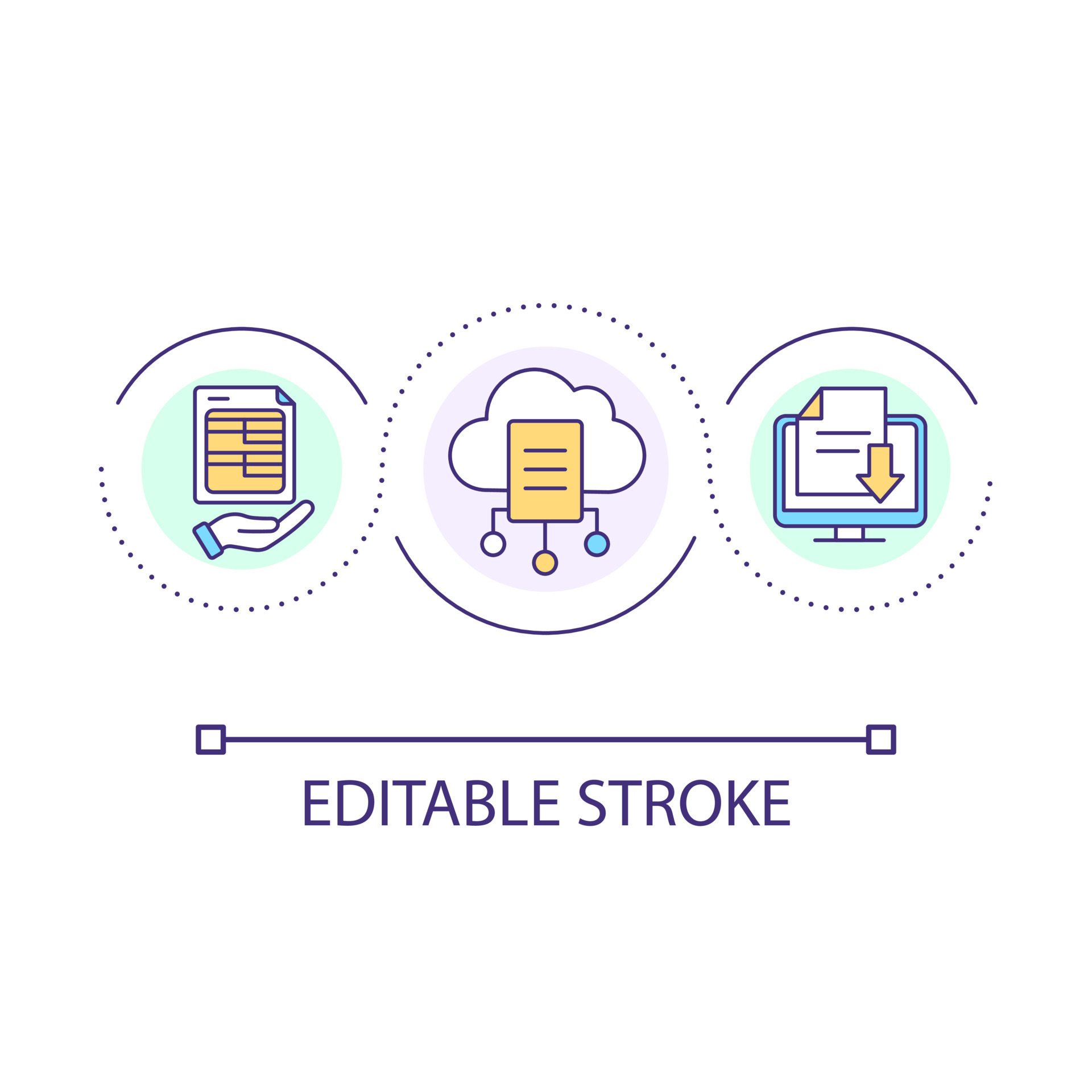 Cloud storage of information loop concept icon. Database on virtual ...