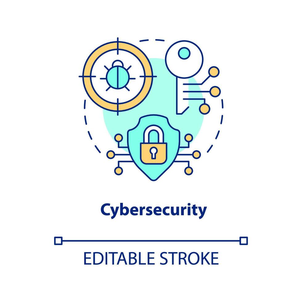 Cybersecurity concept icon. App development. Trend in web technology abstract idea thin line ...